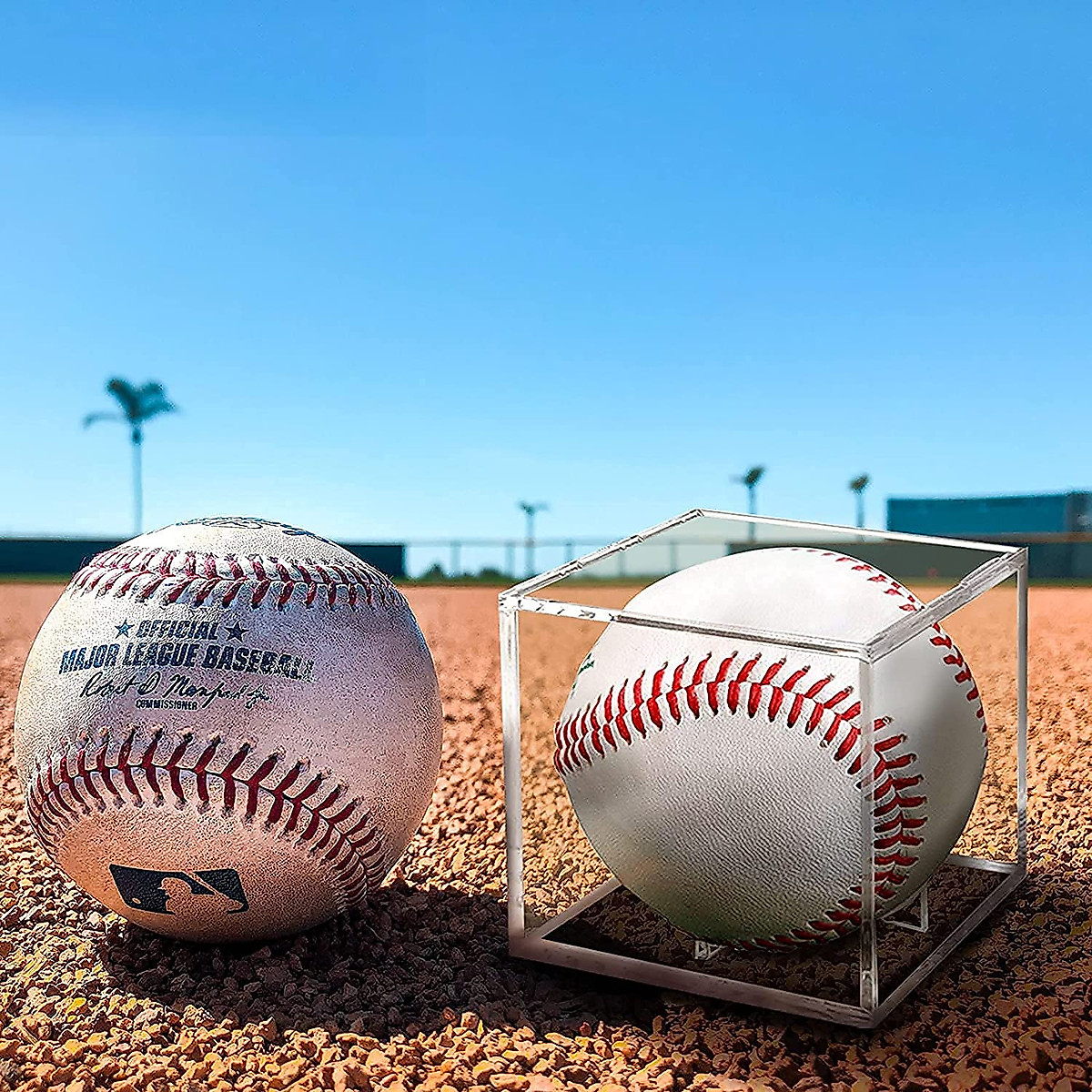 4 Pack Baseball Display Case, UV Protected Acrylic Boxes for Display,Clear Display Case Baseball Cube Memorabilia Showcase Autograph Ball Protector - for Official Size Ball