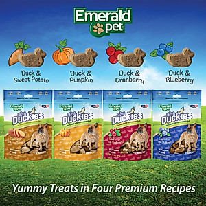 Emerald Pet Little Duckies Crunchy Natural Roasted Duck Dog Treats, Made in USA