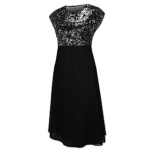 Sequin Dress for Women Plus Size Party Cocktail Mini Dress Mesh Sheer Flowy Formal Sleeveless Dresses for Wedding Guest Black