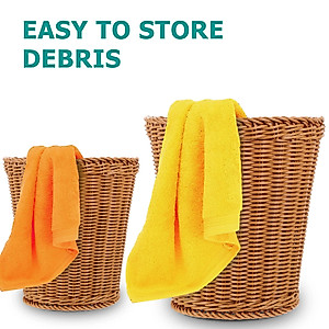 LIFKOME Round Rattan Waste Basket Woven Trash Can Paper Waste Basket Straw Wicker Sundries Storage Holder Garbage Container Bin for Bathroom Kitchen Office Brown