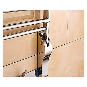 TOWEL BAR RACK Towel Rack Bathroom Stainless Steel Bath Towel Rod with Hook,Wall Mounted Swing Towel Bar - Bathroom Kitchen Swivel Towel Rack Hanger Holder Organizer,Folding Space Saver Towel Rail Tow
