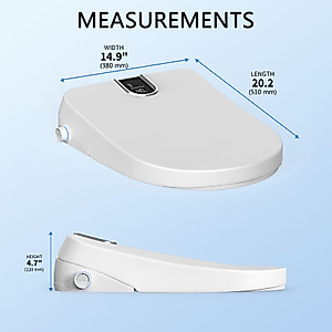 Smart Bidet Toilet Seat, Smart Unlimited Warm Water, Vortex Wash, Electronic Heated, Warm Air Dryer, Rear and Front Wash, LED Light, Need Electricity, White
