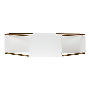 Kate and Laurel Lintz Glam Octagon Wall Shelf, 24 x 24, White and Gold, Modern 4-Tier Geometric Shelves for Wall