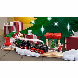 BRIO World – 36014 Christmas Steaming Train Set | 27-Piece Kid-Friendly Set | Age 3+ Compatible | FSC-Certified Beech Wood | Complements All BRIO Railway Sets & Accessories | Multicolor