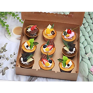 PQZKLDP 10Packs 10x10x2.5 Inches Brown Kraft Cake Boxes with Window, Gift Packing, Bakery Boxes, Dessert, Pastry, Cupcake, Pie Cookies, With Stickers,66 FT Twine(Brown, 10 * 10 * 2.5 Inch)
