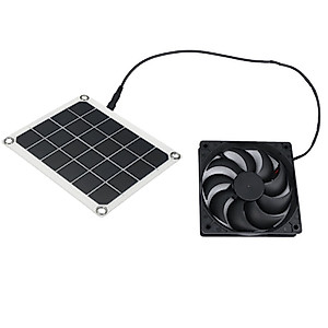 Solar Panel Fan Kit, 10w Portable Panel Powered Dual Fan with Energy Saving Large Airflow over 6 Years Life Span 3000r/M Speed, Efficient Cooling Fan for Chicken Coops, Greenhouses, Doghouses #