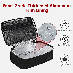 Gloppie Small Lunch Bag for Men Women Insulated Lunch Box Mini Lunchbox Portable Lunch Cooler Bag Adult Lunch Pail Petty Food Containers Reusable Snack Bag Loncheras Para Hombres Black