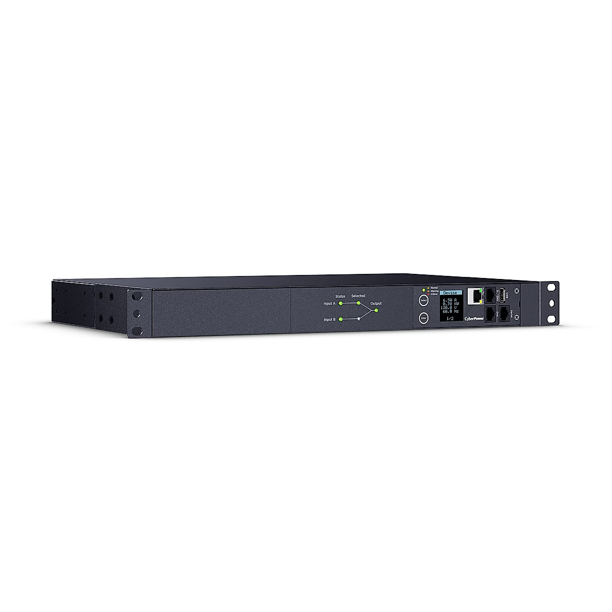 CyberPower PDU44001 Switched ATS PDU, 100-120V, 15A (Derated to 12A), 10 Outlets, 1U Rackmount