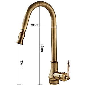 Kitchen Sink Faucet with Pull Out Sprayer, 2-Function Spray & Bubbler Brass Basin Mixer Tap Vanity Faucet Single Handle Cold and Hot Water Deck Mounted Kitchen Sink Taps,Brush Nick