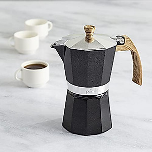 Primula Aluminum Stove Top Espresso Maker, Percolator Pot for Moka, Cuban Coffee, Cappuccino, Latte and More, Perfect for Camping, 6 Cup, Black