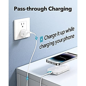 Baseus Magnetic Power Bank Battery Pack 6000mAh Wireless Portable Charger PD 20W with USB-C Cable, for MagSafe, for iPhone 14/13/12 Series, White