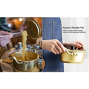 Korean Noodle Pot Hot Shin Ramyun Aluminum 6.3"(16cm) + SoltreeBundle Natural Bamboo Chopstick (1 Pairs)