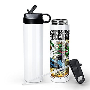 AGH 24oz Insulated Water Bottles Sublimation Tumblers, Stainless Steel Leakproof Water Bottle with Straw, Vacuum Wide Mouth Sports Thermos for Travel, Office, Fitness, Outdoor Activities