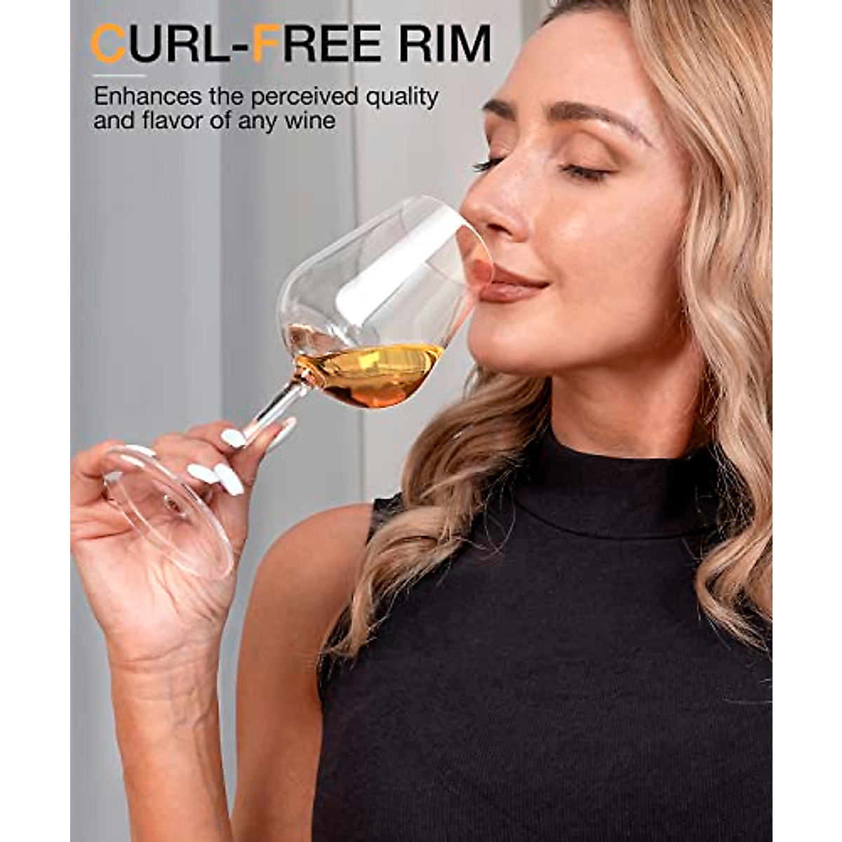 LUNA & MANTHA White Wine Glasses Set of 4, Crystal Wine Glasses 14oz Hand Blown- Modern Wine Glasses with Stem, Perfect for Red & White- Gift Packaging for Daily Use, Wedding Anniversary or Birthday