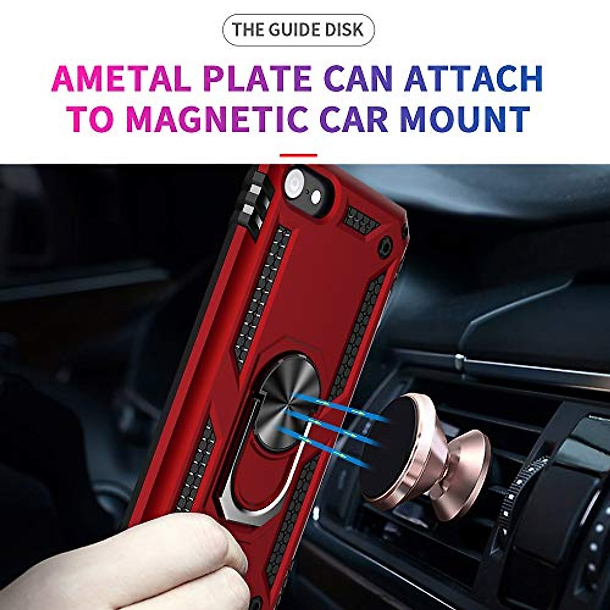 ULAK Compatible with iPod Touch 7 Case/iPod Touch 6 Case with 2 HD Screen Protectors, Hybrid Rugged Shockproof Cover with Built-in Kickstand for iPod Touch 7th/6th/5th Generation (Red)