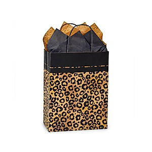 Black & Kraft Safari Leopard Print Medium Paper Shopper Gift Bag - Quantity of 5