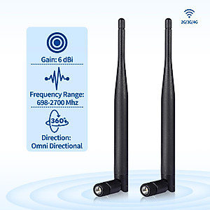 Bingfu 4G LTE Antenna Cellular 6dBi SMA Male Antenna (2-Pack) Compatible with 4G LTE Wireless CPE Router Hotspot Cellular Gateway Industrial IoT Router Trail Camera Game Camera Outdoor Security Camera