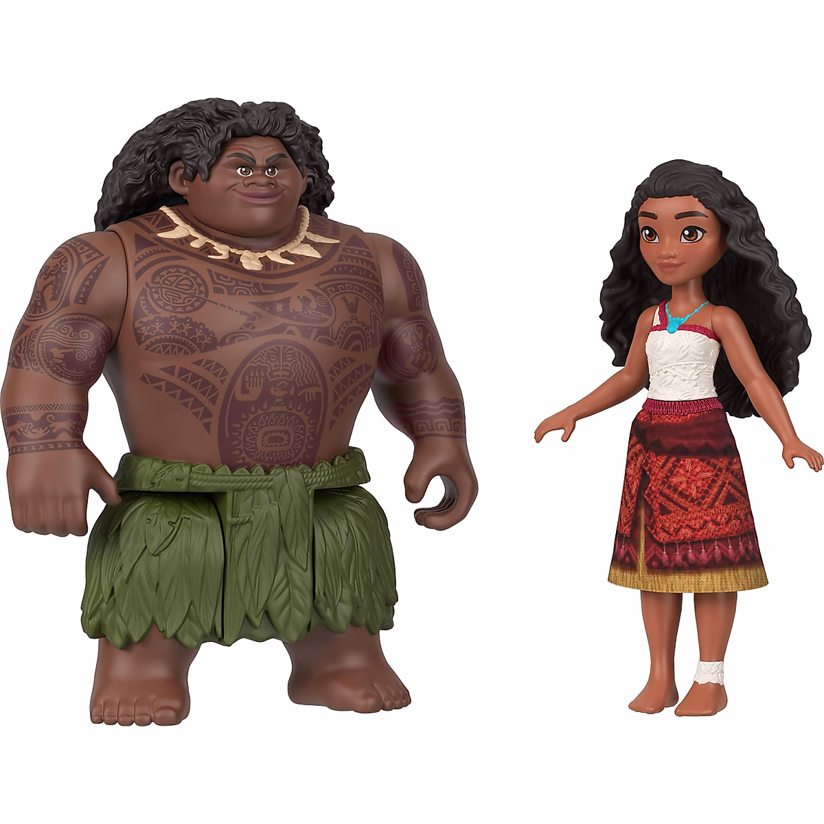 Mattel Disney Moana 2 Toys, Moana & Maui Ocean Adventures 2-Pack with 2 Small Dolls & Hook Accessory, Inspired by The Movie
