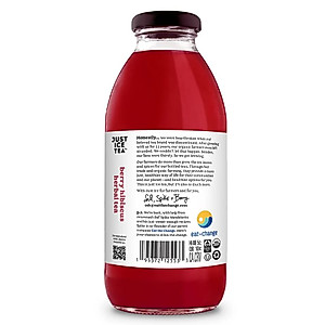 Just Ice Tea Organic Iced Tea, 16 Fl Oz Glass Bottles (Berry Hibiscus Herbal Tea, Pack of 12)