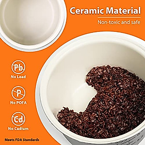 MOOSUM Electric Rice Cooker with One Touch for Asian Japanese Sushi Rice, 3-cup Uncooked/6-cup Cooked, Fast&Convenient Cooker with Ceramic Nonstick inner pot, Stainless Steel Housing and Auto Warmer