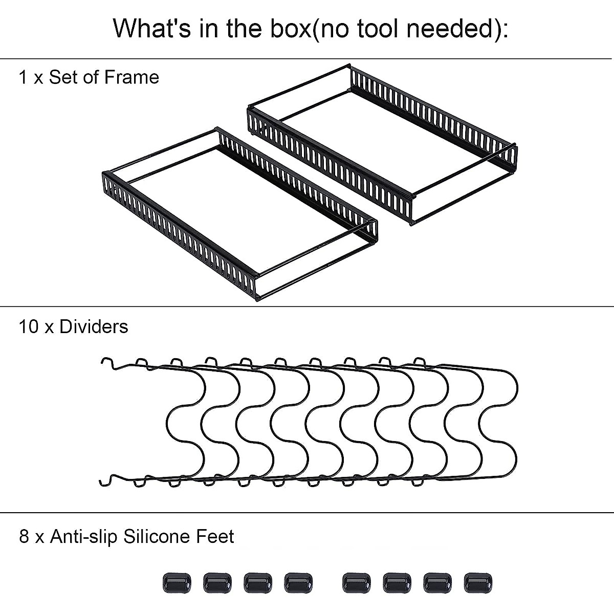 Toplife Adjustable 10+ Pans Organizer Rack + 7+ Lids Organizer Rack for Kitchen Cabinet, Black