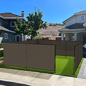 INFRANGE 5'x24' Outdoor Fence Fencing Kit with Poles and Rails Ground Spikes Privacy Fence for Dog Yard Pool Garden Safety Chicken Fence Temporary Painted Iron Pole Brown