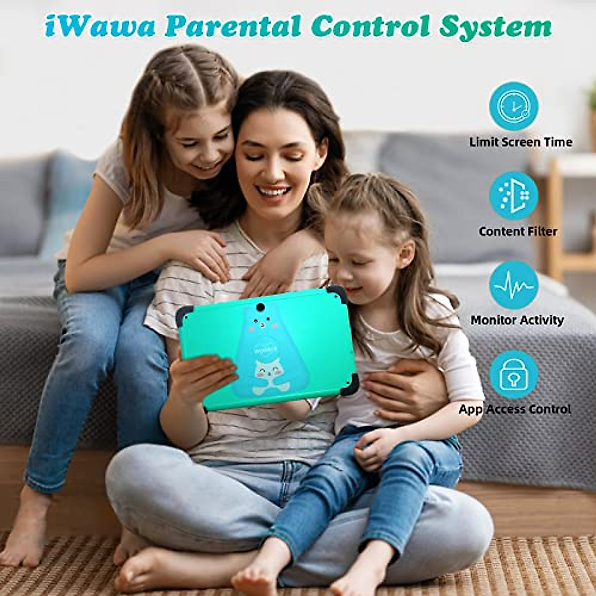 weelikeit Kids Tablet 7 inch Android 11, Learning Tablet for Children, 2GB + 32GB Toddler Tablets with YouTube, Netflix, WiFi 6, Bluetooth 5.0, Dual Camera, Shockproof Case, Stand, Stylus(Green)