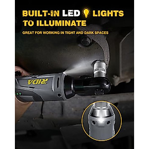 RIDA Cordless Electric Ratchet Wrench Set 40 Ft-lbs 400 RPM 3/8" 12V Cordless Ratchet Kit w/ 2-Pack Li-Ion Batteries & 60-Min Fast Charge, Variable Speed Trigger 8 Sockets New Year presents