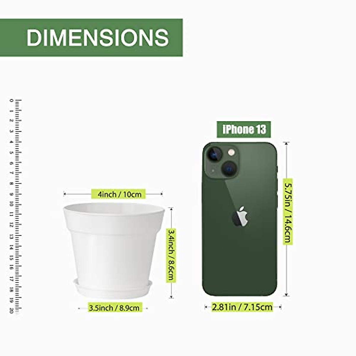 SwinDuck 4 inch Small Plant Pots, 28 Pack Plastic Planters with Drainage Holes and Saucers for Flowers Plants, Succulents, Seed Starting Pots, White