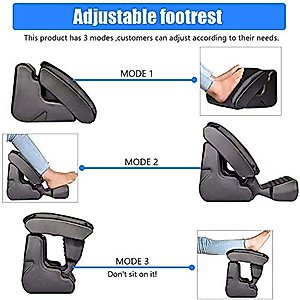 VUE Adjustable Footrest, Upgrade Ergonomic Footrest Max-Load 180LBS with 3 Functional Modes & Massage Office Foot Rest Under Desk for Home, Office, Car, Train