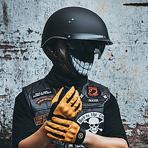 Motorcycle Half Face Helmet Sun Visor Quick Release Buckle DOT Approved Men Women Helmets for Cruiser Chopper Moped Scooter ATV (Matte Black, L)