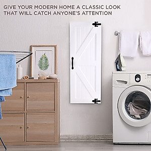 Ivation Wall-Mounted Ironing Board Cabinet with Farmhouse Door, Foldable Ironing Storage Station for Home, Apartment & Small Spaces, Easy-Release Lever, White