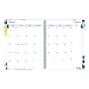 Blueline Monthly 14-Month Planner, Floral Watercolor Artwork, 11 x 8.5, Multicolor Cover, 14-Month (Dec to Jan): 2022 to 2024