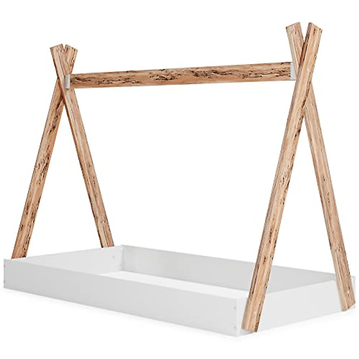Signature Design by Ashley Piperton Modern Youth Tent Bed Frame, Full, Natural Wood & White