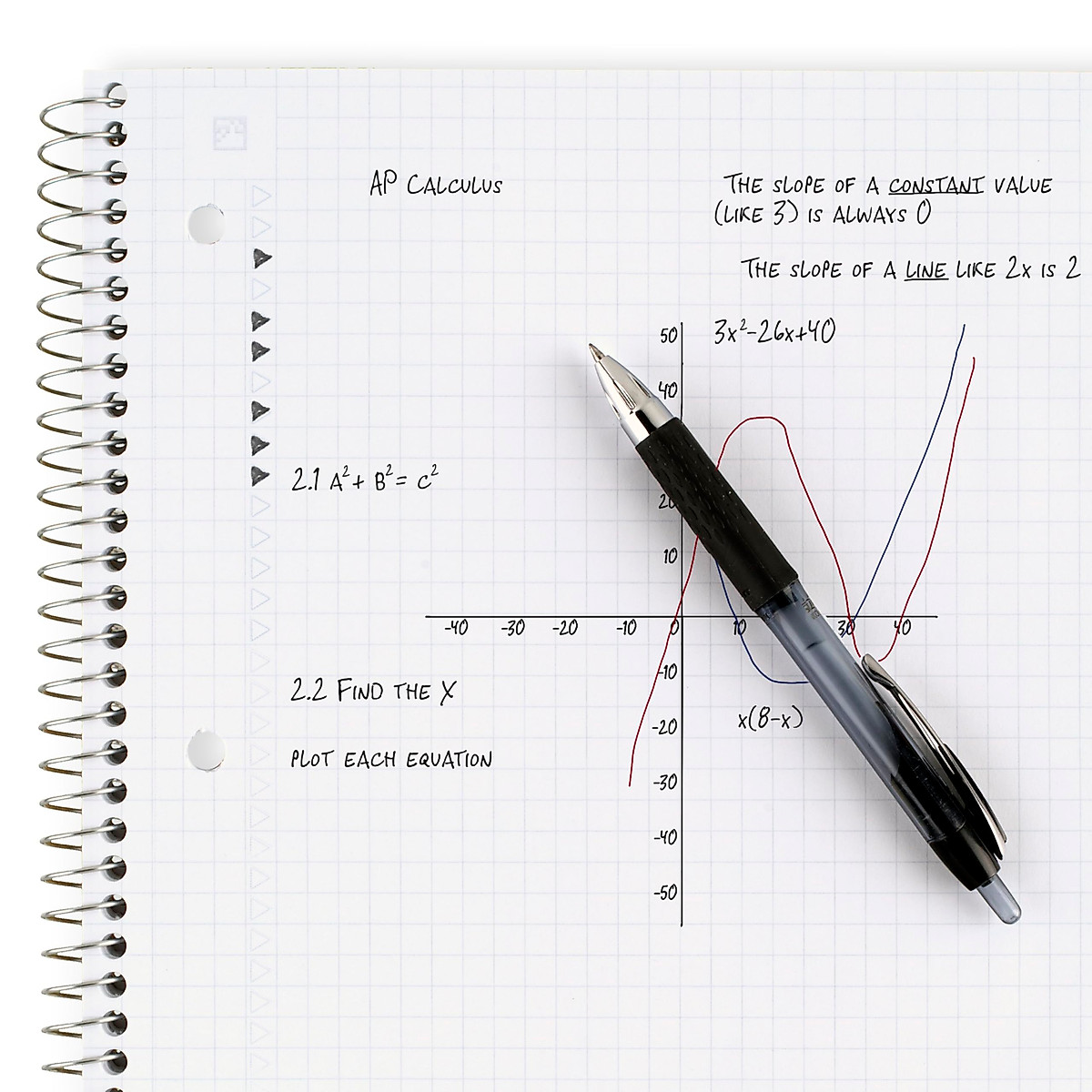 Five Star Spiral Notebooks, 6 Pack, 1-Subject, Graph Ruled Paper, 11" x 8-1/2", 100 Sheets, Assorted Colors Will Vary (73549), 6 Count (pack of 1)