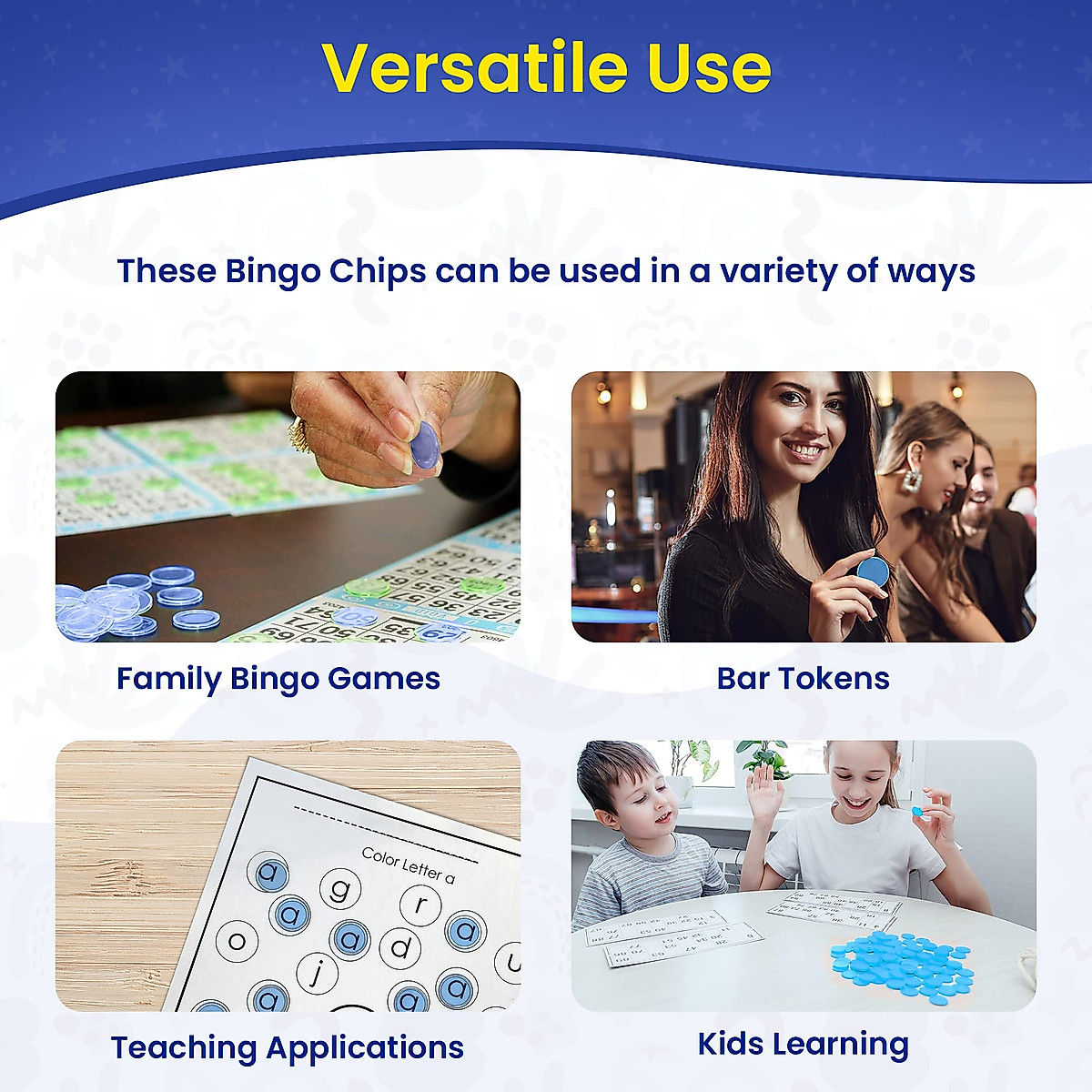 MR CHIPS Magnetic Bingo Chips with Metal Ring 3/4 Inch 300 Upgraded Pieces Blue Transparent - Available in 7 Colors A Reusable Storage Bag