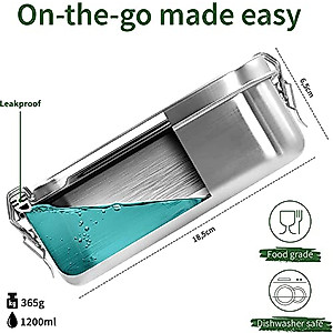 Bambaw Metal Lunch Box 1200 ML | Adjustable Compartment Lunch Box | Leak Proof Metal Lunch Containers | Eco Stainless Steel Food Containers | Metal Bento Box for Adults | 5 Cups Tiffin Lunch Box