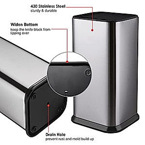 Universal Knife Block Without Knives,Modern Knife Holder for Kitchen Counter,Stainless Steel Knife Organizer with Scissors Slot & Sharpening Rod,Space Saver Rectangular Blocks & Storage - (Silver)