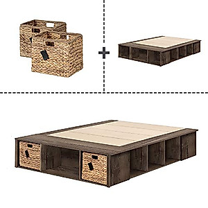 South Shore Bed with Baskets, Queen, Fall Oak