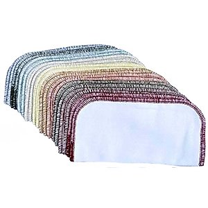 2 Ply 8x8 Inches White Cotton Birdseye Little Wipes Set of 20 Earth Tone Edging