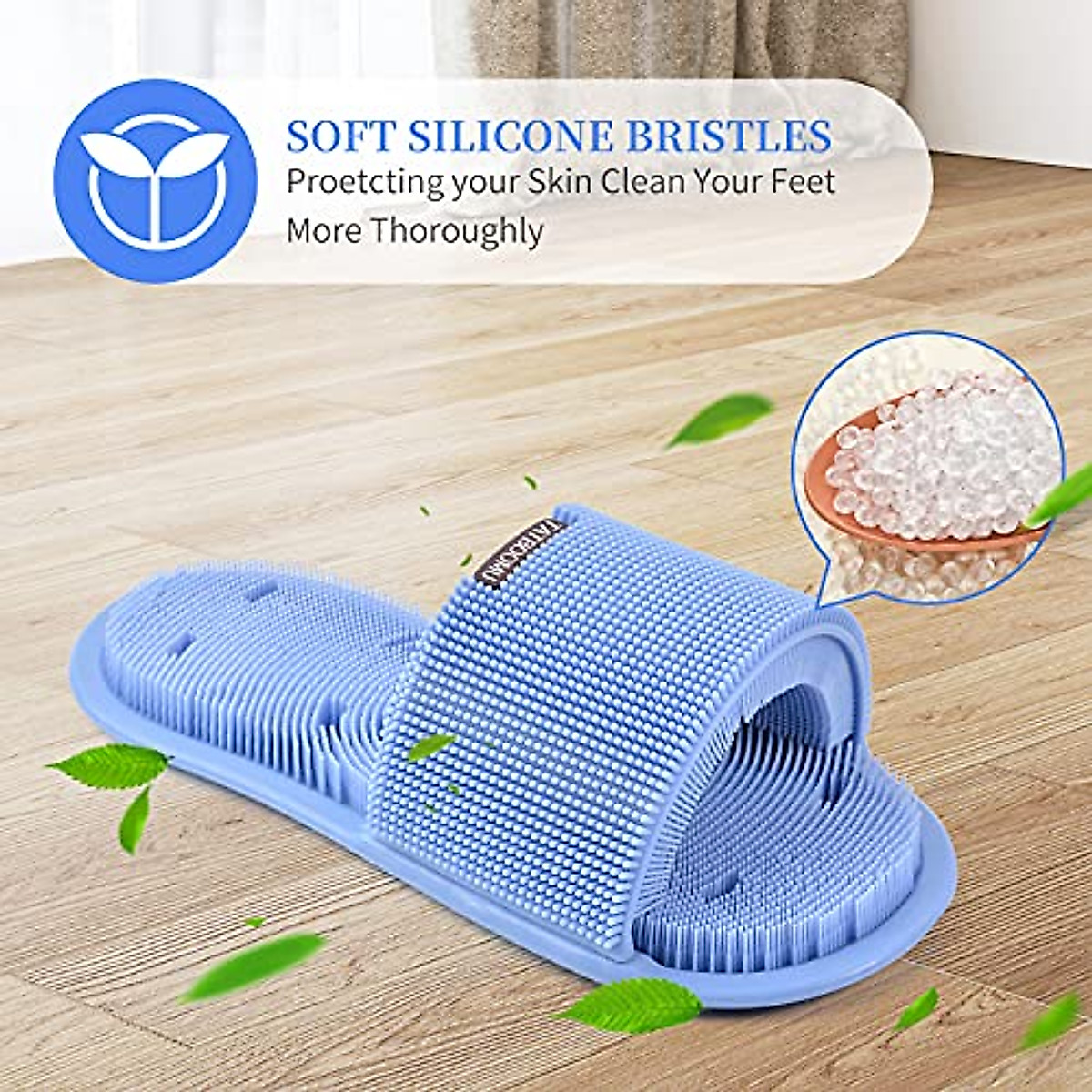 TATBOOMU Shower Foot Scrubber,Soft Silicone Bristles with Non-Slip Suction Cups - Cleans,Smooths,Exfoliates & Massages Your Feet Without Bending,Improve Circulation & Soothes Tired Feet (1PCS Blue)