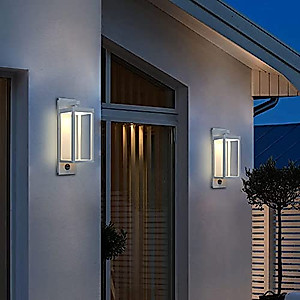 illumishin Outdoor Wall Light Motion Sensor Lights Outdoor Light Fixture Exterior Wall Lamp Lantern Modern Outside Lights for Porch Garden Patio Garage Barn Front Door 13W 750LM 3000K