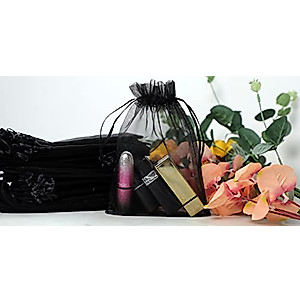 Stratalife Organza Bags 4x6 Jewelry Bags Drawstring Black Mesh Gift Bags Small Jewelry Pouches Candy Bags Party Favor Bags 100PCS (Black)