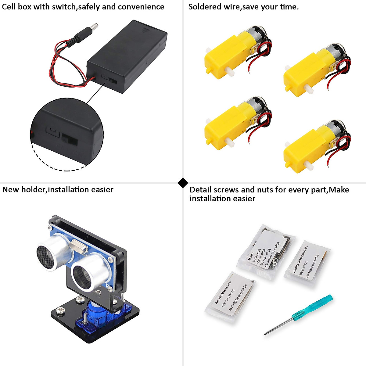 LAFVIN Smart Robot Car 2WD Chassis Kit with Ultrasonic Module R3 Board,Remote Compatible with Arduino IDE DIY Kit