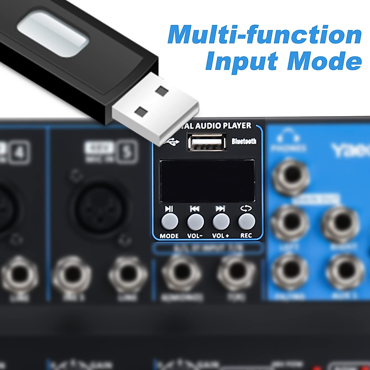 YaeCC 7 Channel bluetooth Live Studio Stereo Audio Mixer Sound Mixing DJ USB Console