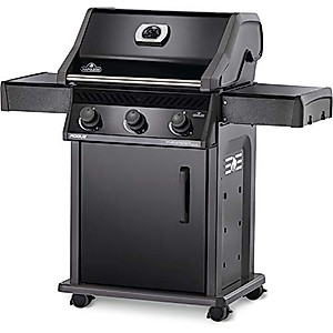 Napoleon Rogue 425 BBQ Grill, Black, Propane Gas - R425PK-1 With Three Burners, Barbecue Gas Cart, Folding Side shelves, Instant Failsafe Ignition