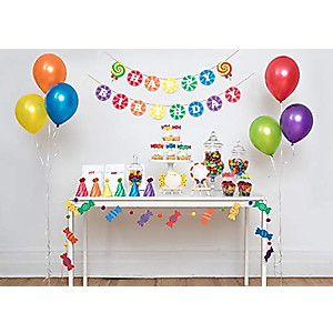 Sweet Rainbow- Candy Garland | Pom Pom | Candy Shop Theme | Birthday Party, Baby Shower | Girls, boys, Room, Nursery, Wall Decor | Candy Bunting | Dessert Party | Pompom Garland | Rainbow Party Supply