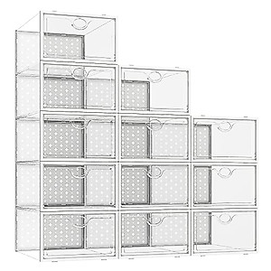 Pinkpum Shoe Storage Boxes Fit for Sizs 9 12 Pack Shoe Storage Boxes Fit for Sizs 11 12 Pack