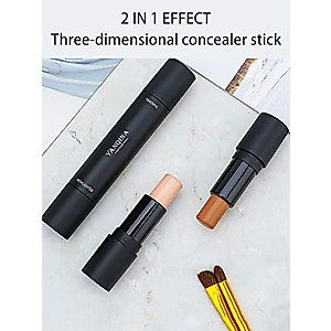 MIRORA Contour Stick, Concealer Contour, Shading Highlighter Stick for Makeup, 2 in 1 effect Face Cosmetics (2 Colors, Lvory, Dark Brown)