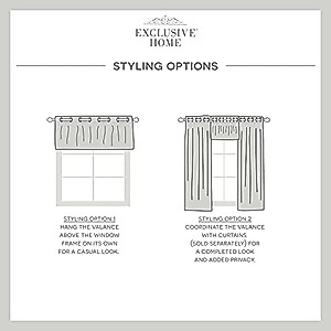 Exclusive Home Catarina Layered Room Darkening Blackout and Sheer Grommet Top Valance, 52"x18", Sand